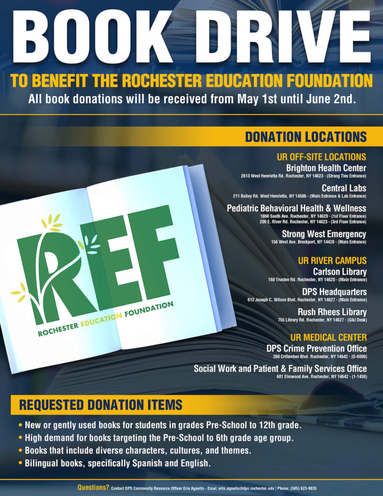 Rochester Education Foundation book drive - Department of Public Safety