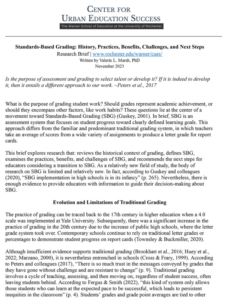 Center for Urban Education Success – Supporting the UR-East High ...